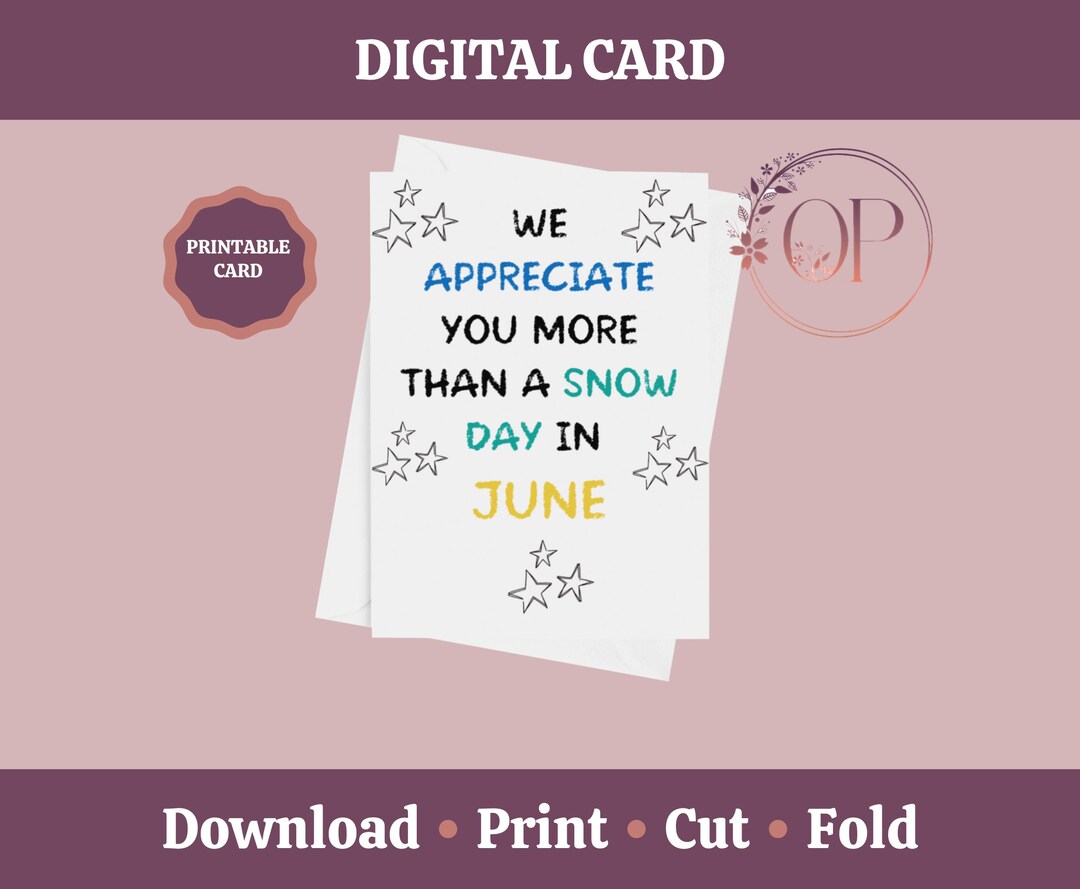Printable Teacher Appreciation Card, Teacher Thank You Card, TA Card ...