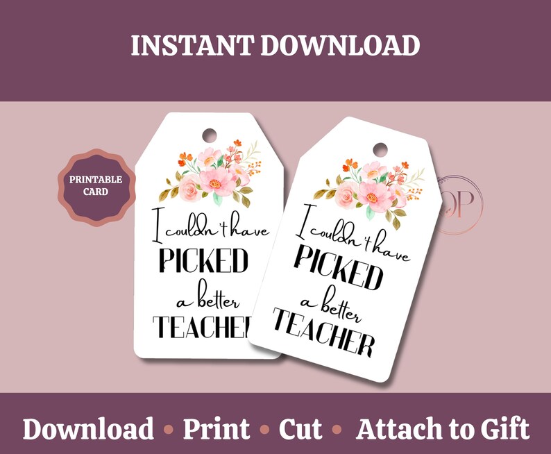 Teacher Appreciation Printable Thank You Gift Tags Teacher - Etsy