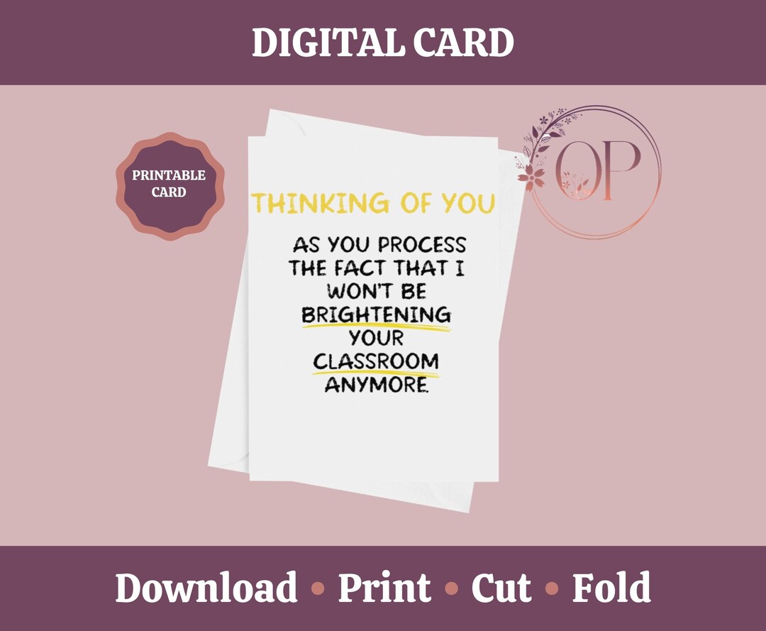 Teacher Card Printable, Funny Card, Thinking of You Card for Teachers ...