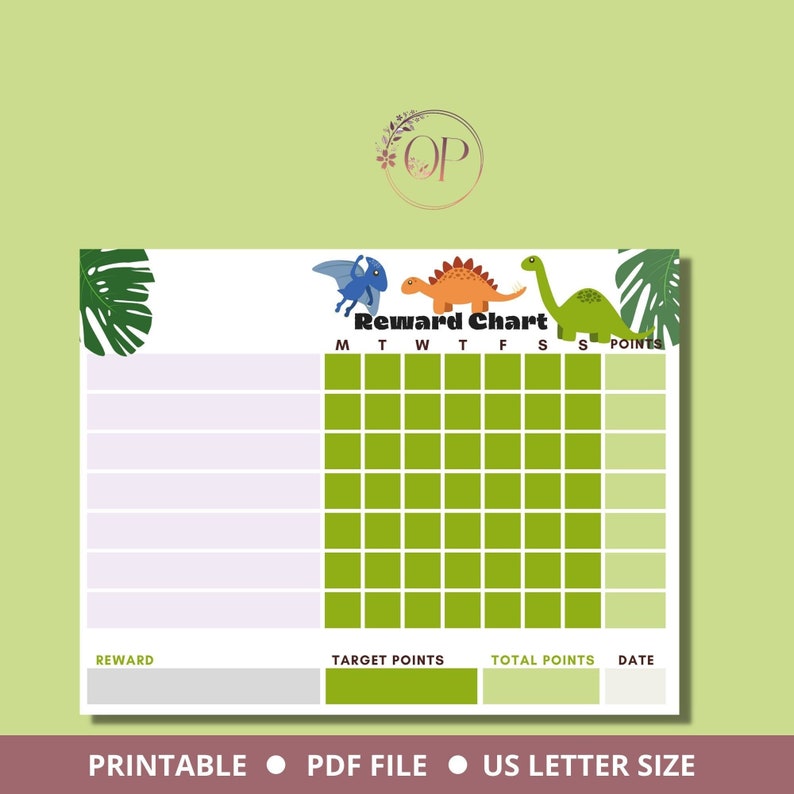 Printable Dinosaur Reward Chart, Kids Reward Chart, Dinosaur Kids ...