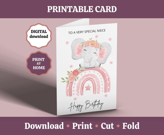 Niece Birthday Card Printable Niece Card Happy Birthday Card - Etsy