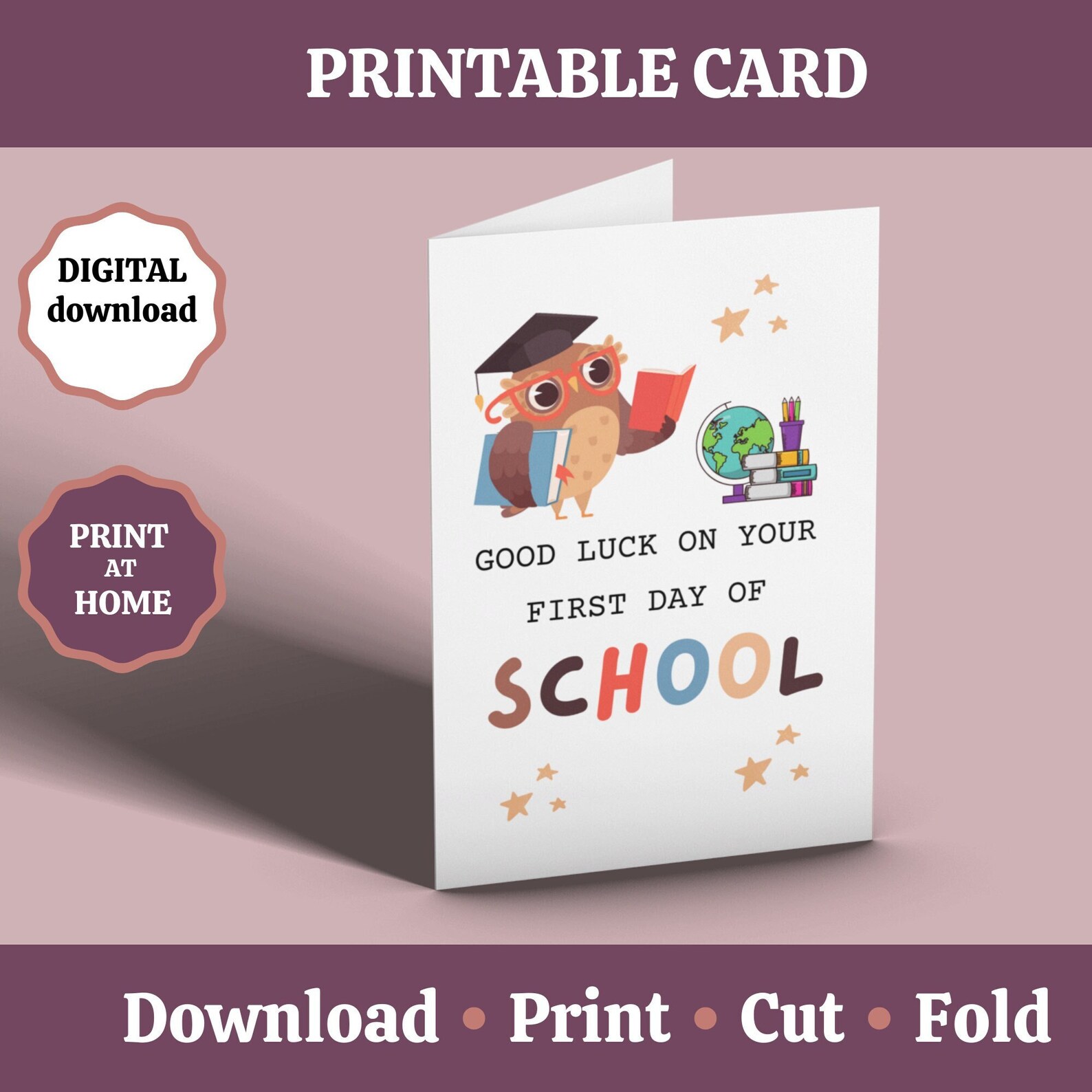 Back to School Printable Card, First Day at School, Good Luck Card, New ...