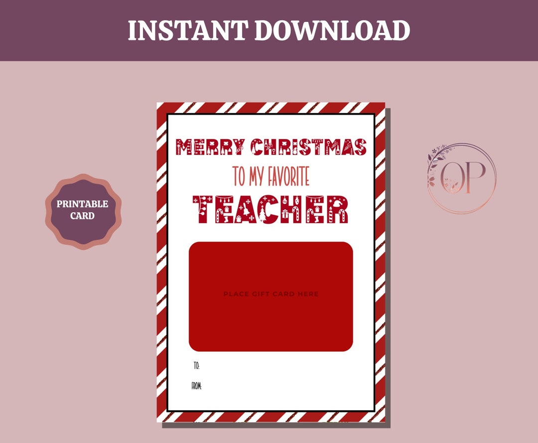 Printable Teacher Christmas Gifts Card Holder Staff Gift Card - Etsy