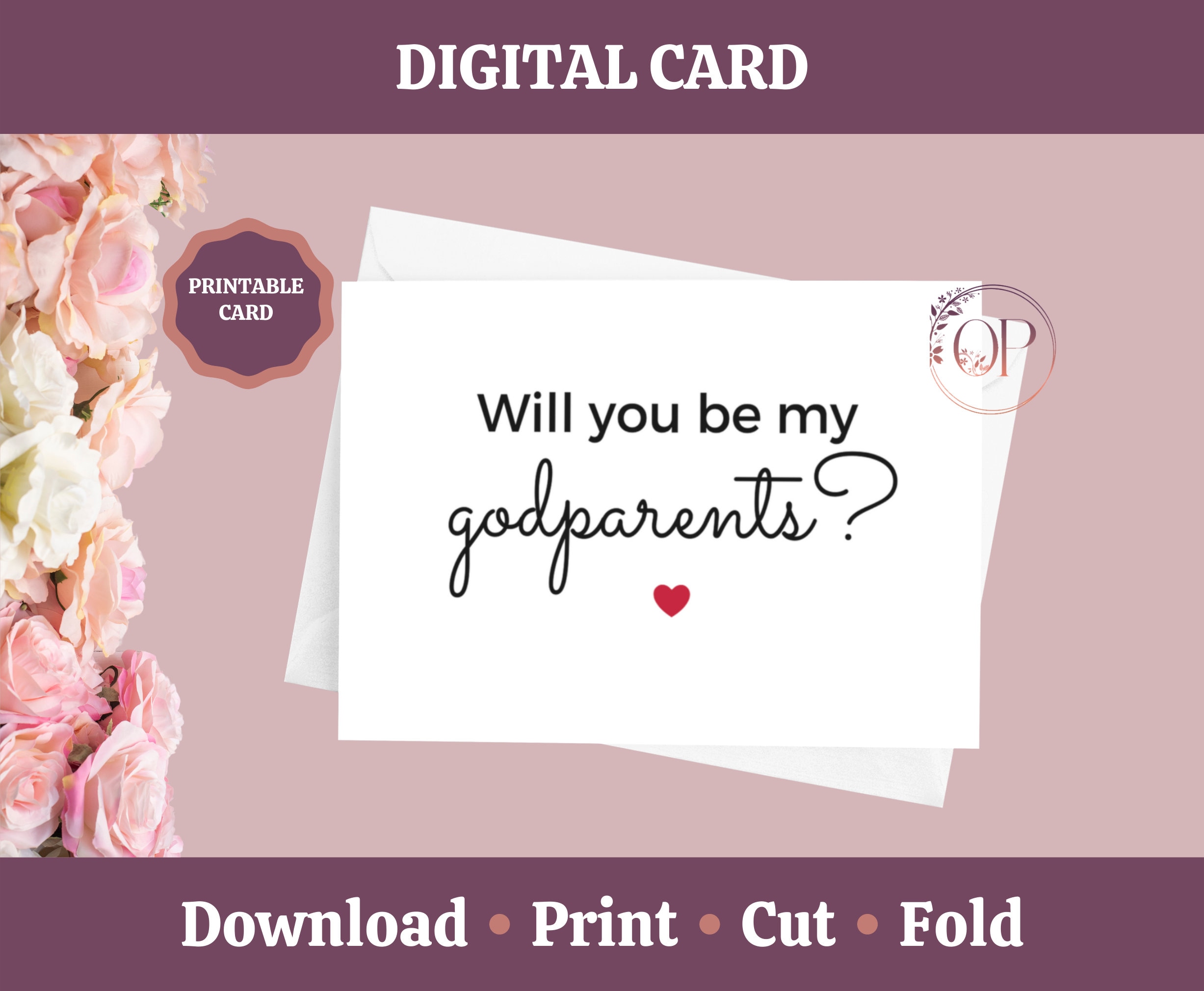 Printable Will You Be My Godparents Card, Godparents Proposal Card ...