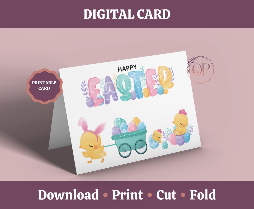 Buy Kids Easter Card Printable, Easter Card, Easter Bunny Card for Children, Digital Greeting ...