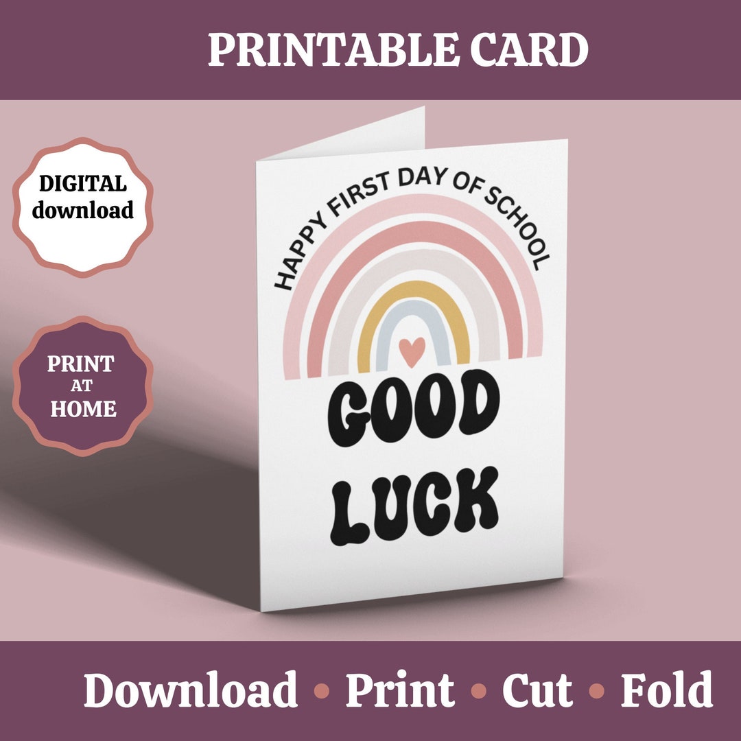 Printable Back to School Downloadable Card, First Day of School Card ...