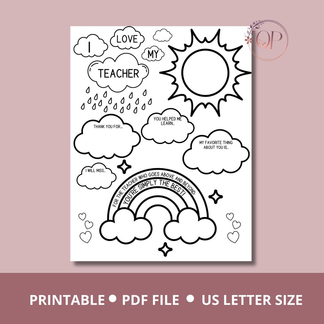 Teacher Appreciation Thank You Gift Printable, About My Teacher Fill in ...