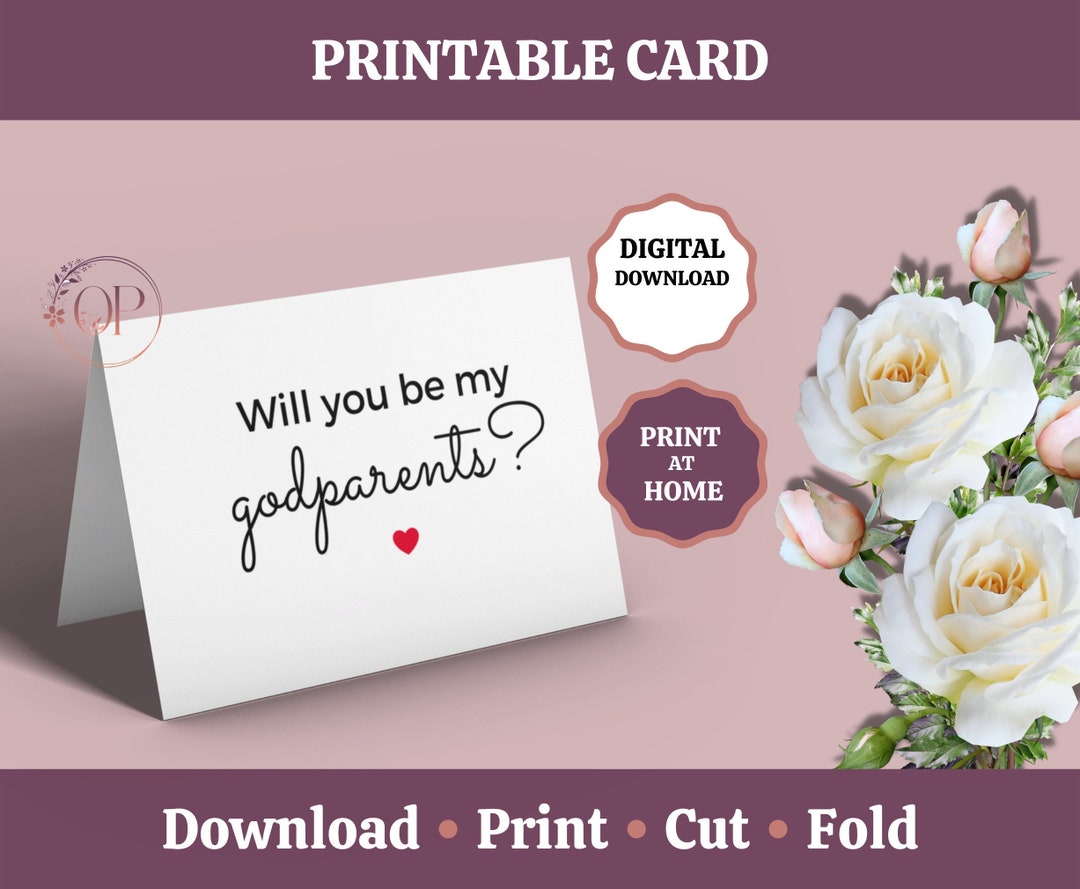 Printable Will You Be My Godparents Card, Godparents Proposal Card ...
