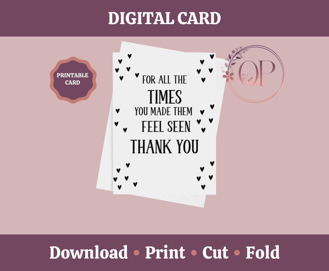 Printable Teacher Appreciation Card, Teacher Thank You Card, TA Card ...