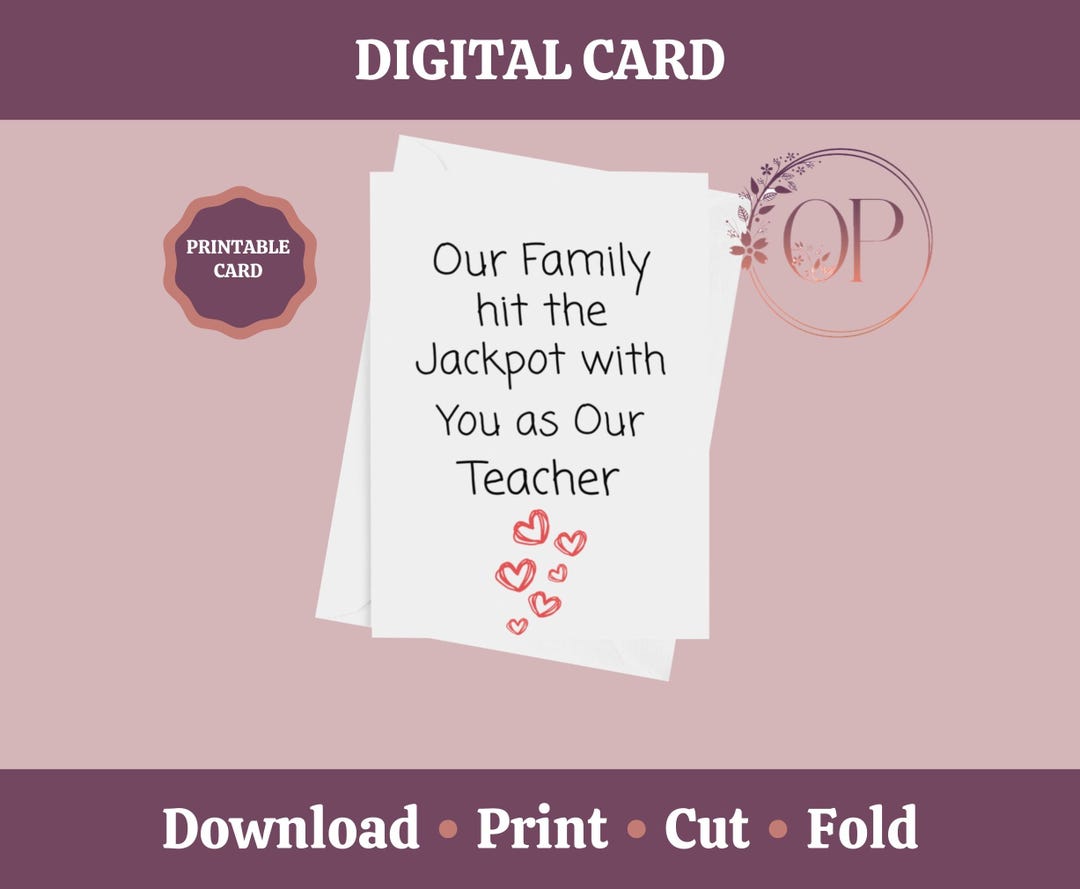 Teacher Appreciation Card Printable, Teacher Thank You Card, TA Card ...