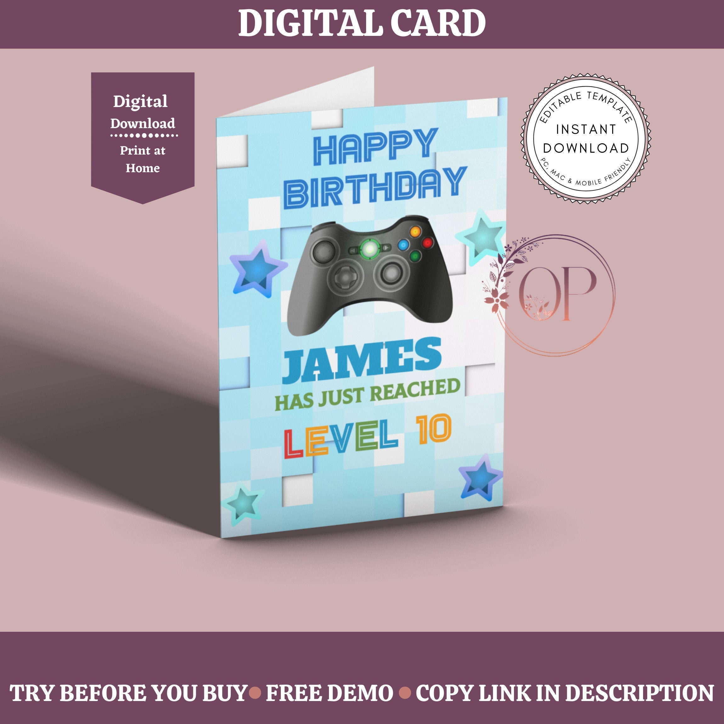 Birthday Boy Game Controller, Editable Gamer Birthday Card, Any Age ...