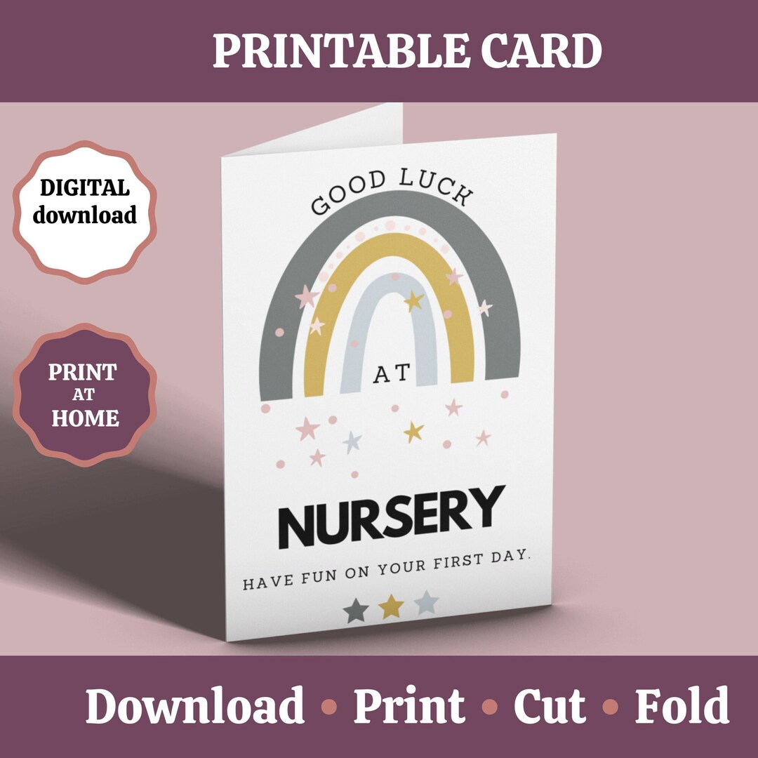 First Day at School Card, Back to School Card, Good Luck at Nursery ...