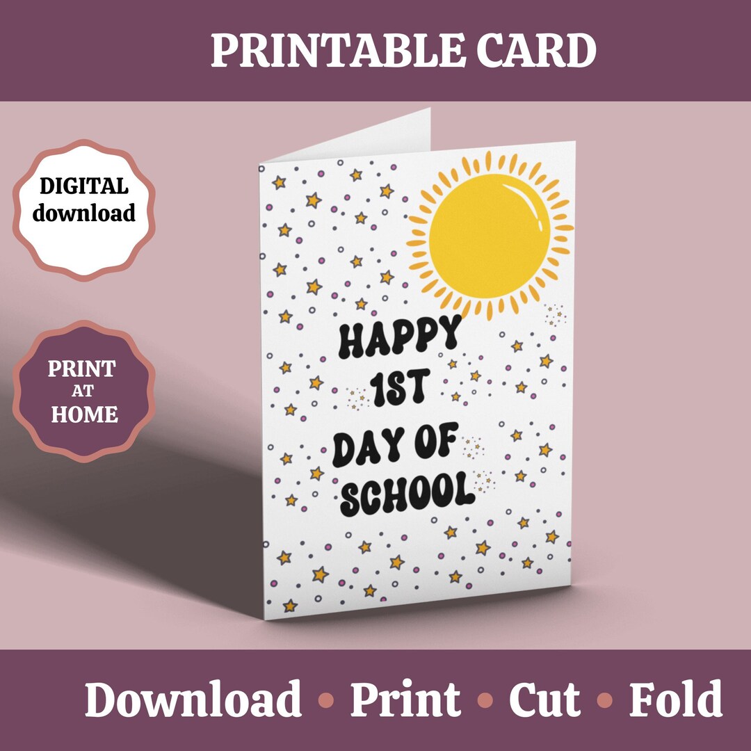 Happy 1st Day of School Printable Greeting Card, Starting School Card ...