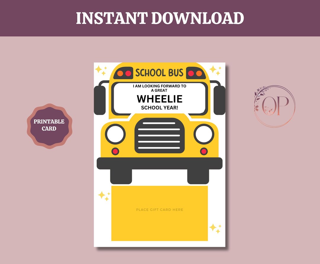 School Bus Driver Gift Card Holder Printable, Bus Driver Appreciation ...