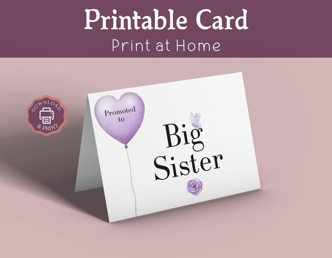 New Big Sister Card Printable, You're My Big Sister Card, Card for New ...