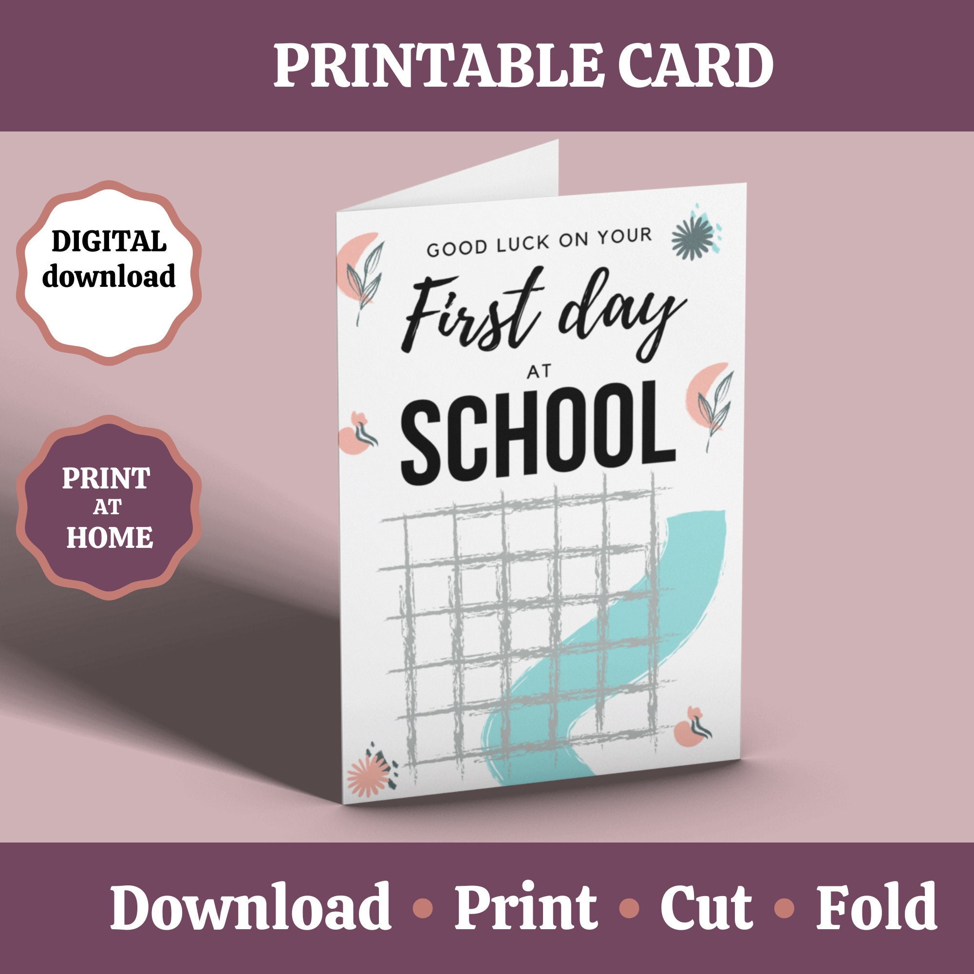 First Day of School Printable Greeting Card, Back to School ...