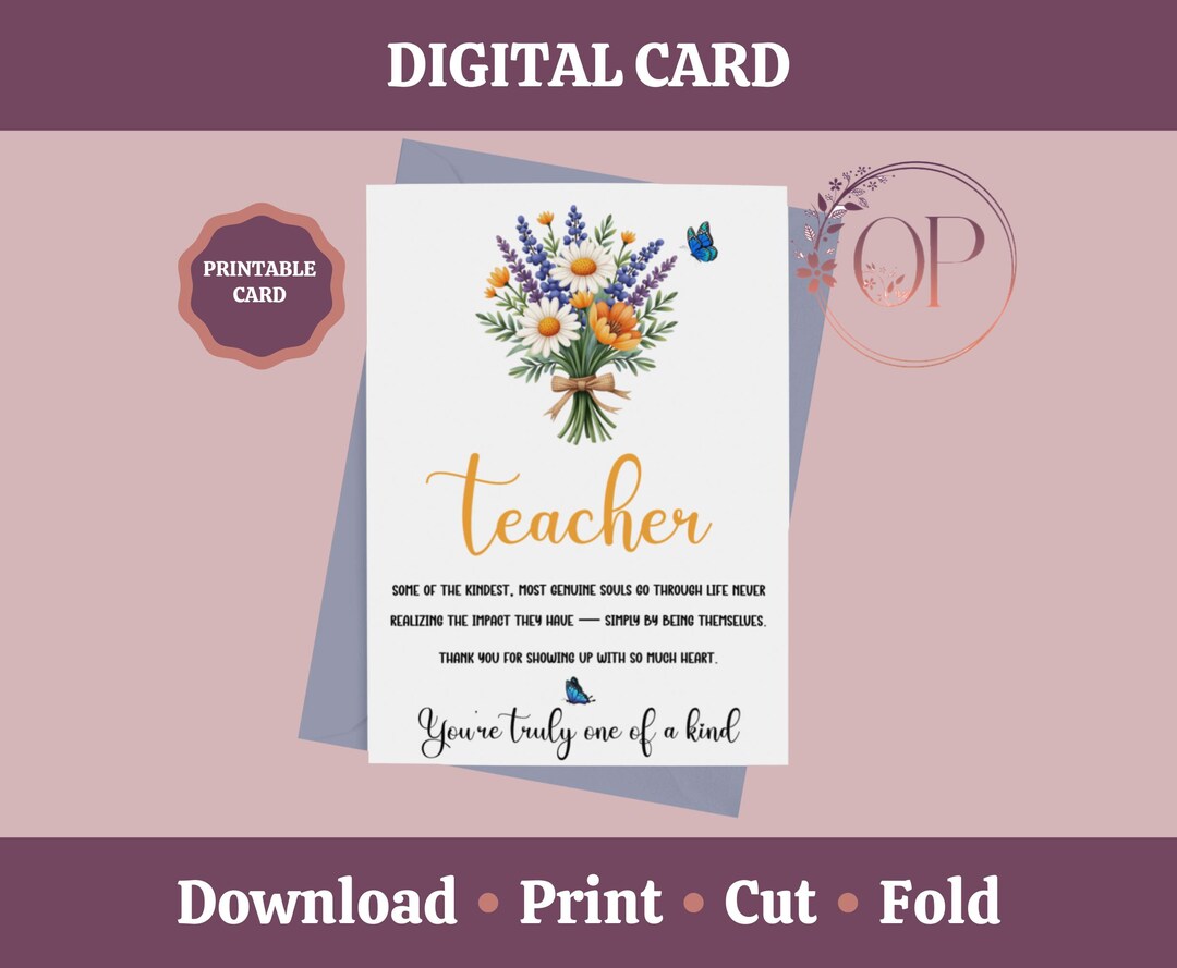 Teacher Thank You Cards Printable, Educator Card, Teacher Card, Teacher ...