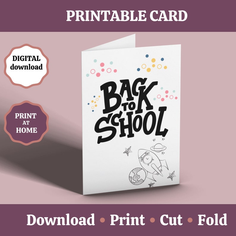 Back to School Printable Card, First Day at School, Good Luck Card, New ...