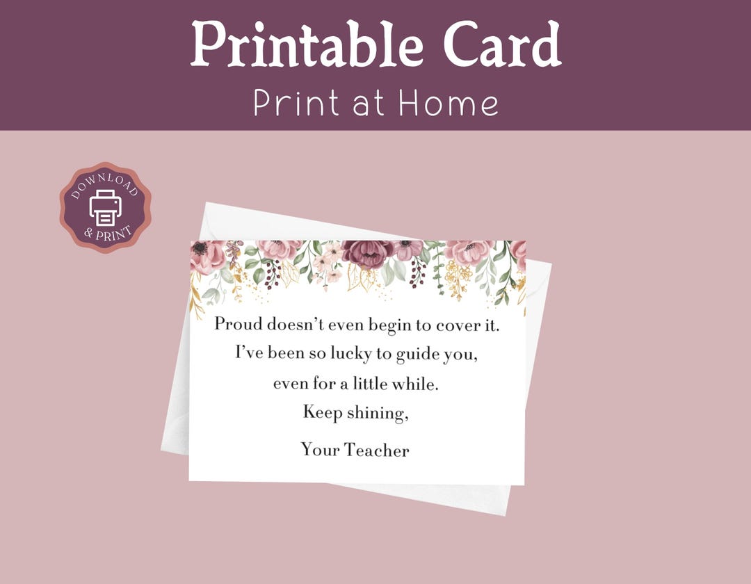 Printable End of School Year Student Gift From Teacher, Class Gift ...