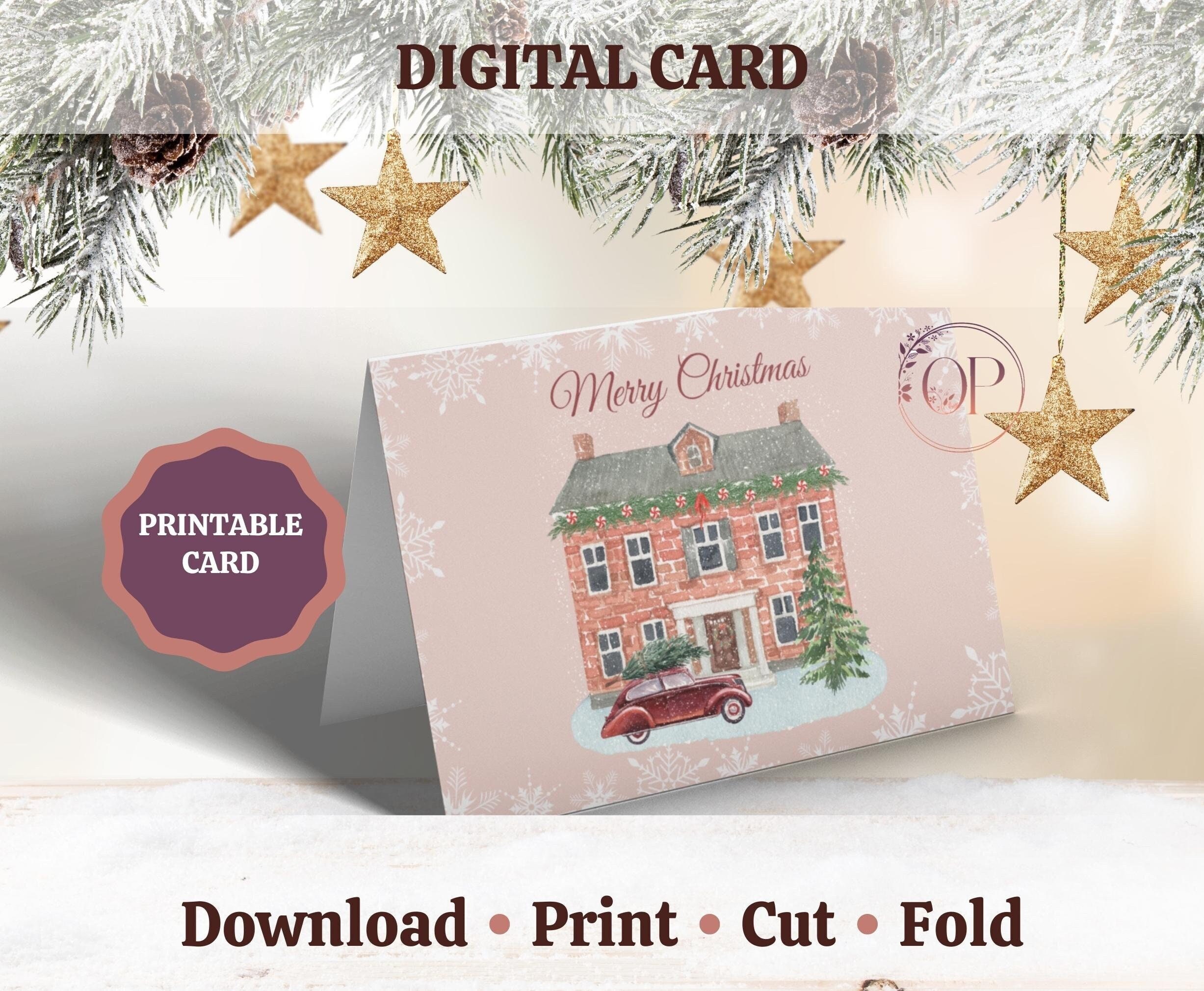 Printable Christmas Card House Holiday Card Card for - Etsy