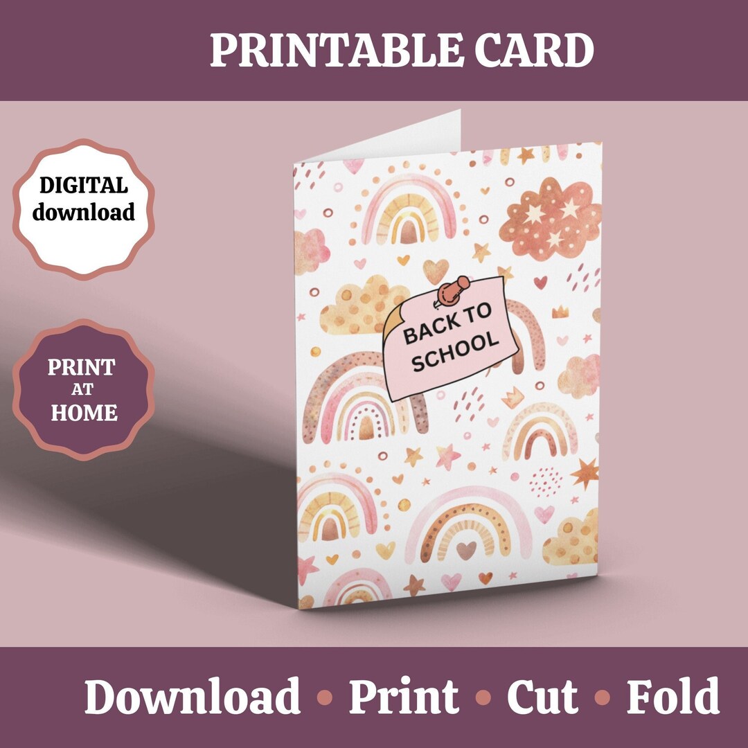 Back to School Printable Card, First Day at School, Good Luck Card, New ...