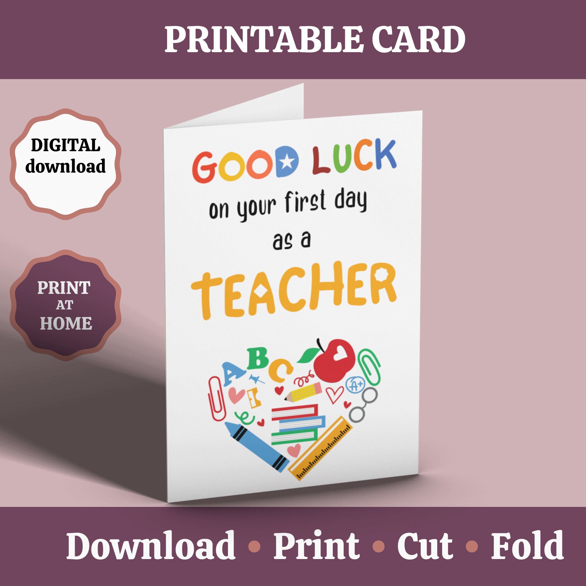 First Day of School Printable Card, Back to School Card, New School ...