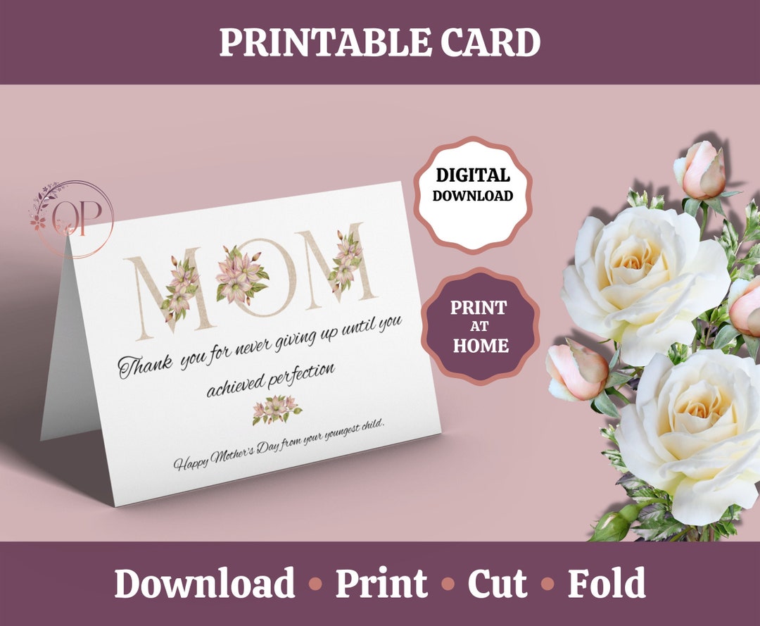 Printable Mom Mother's Day Card, Moms Mother's Day Greeting Card, Card ...