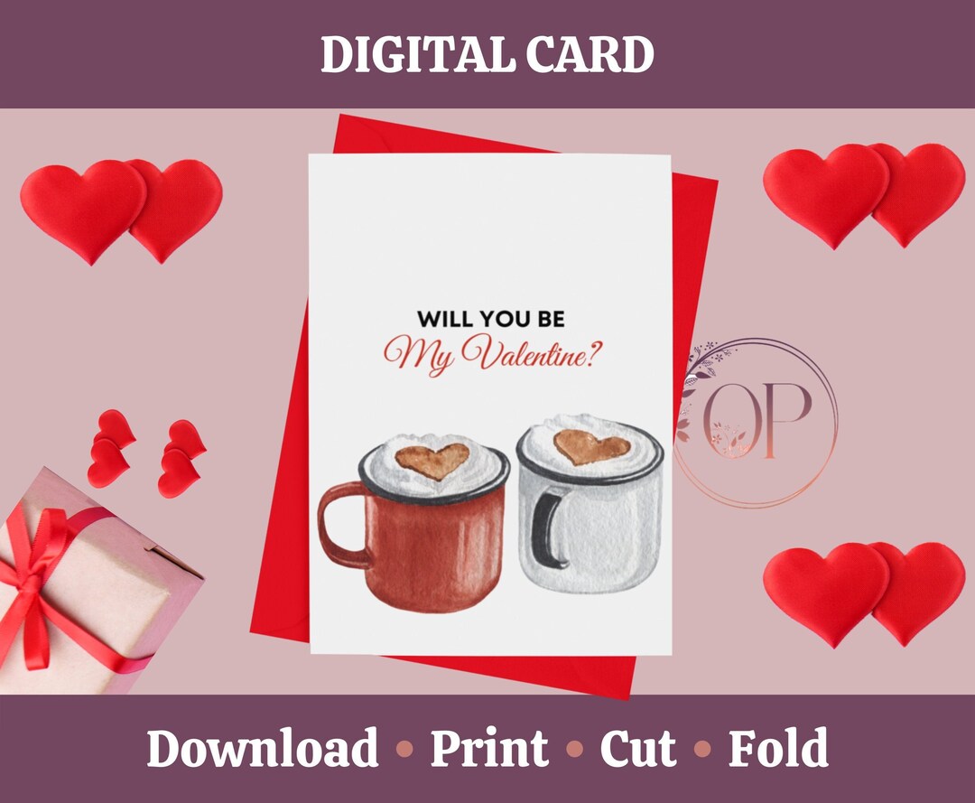 Printable Valentine’s Day Card, Will You Be My Valentine?, Valentine ...