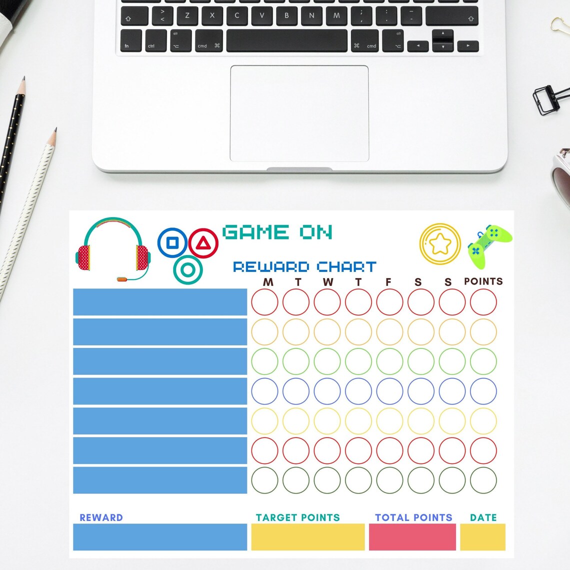 Printable Video Game Reward Chart, Daily Chore Chart for Kids, Routine ...