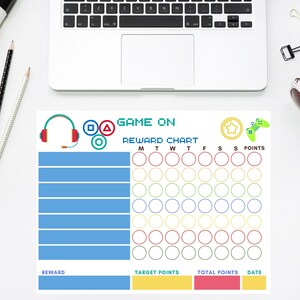 Printable Video Game Reward Chart, Daily Chore Chart for Kids, Routine ...