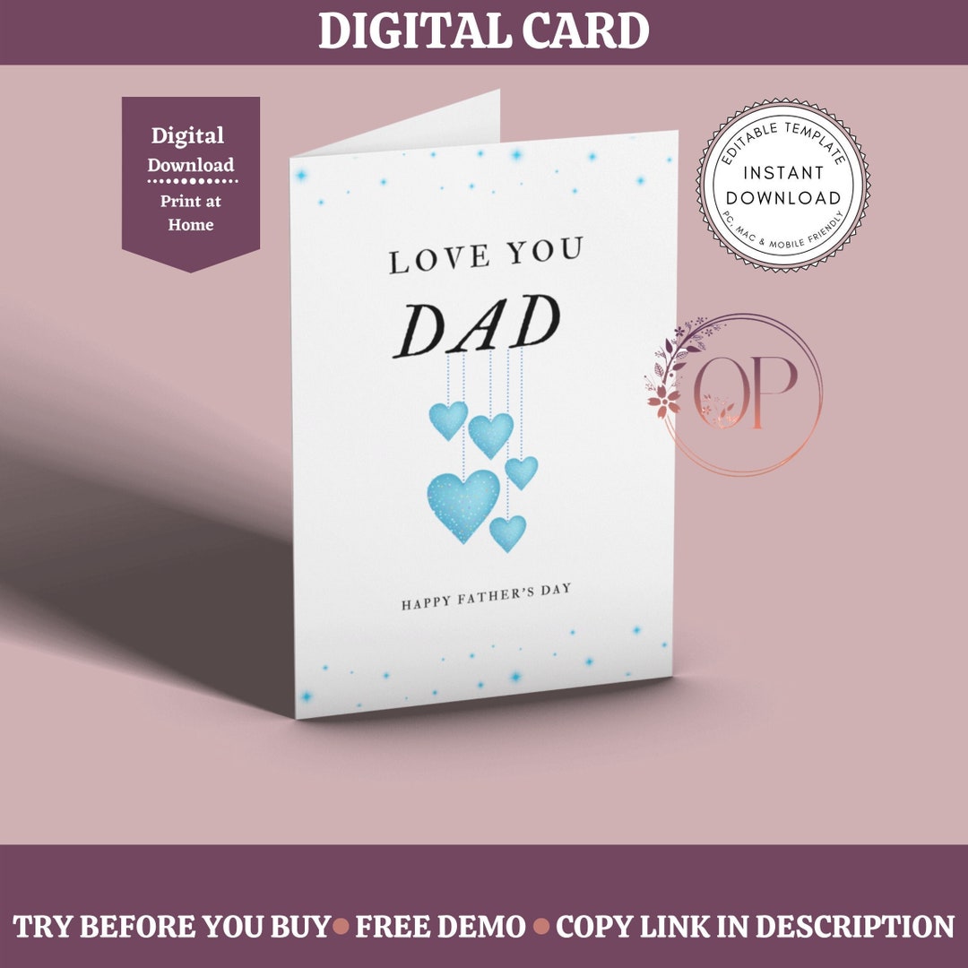Dad Father's Day Card Printable Dad Card 1st - Etsy