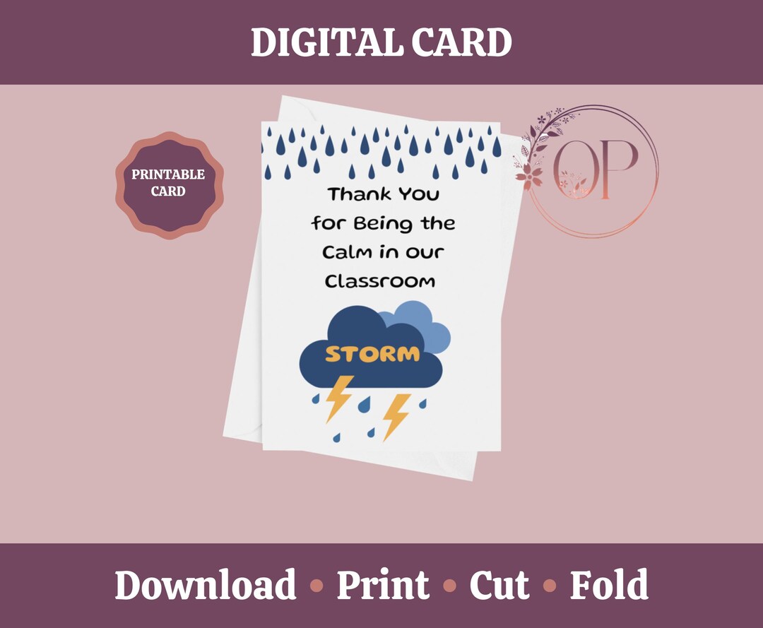 Printable Teacher Appreciation Card, Teacher Thank You Card, Educator ...