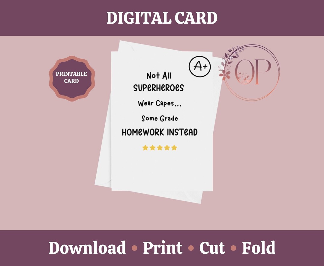 Printable Superhero Teacher Appreciation Card, Teacher Thank You Card ...