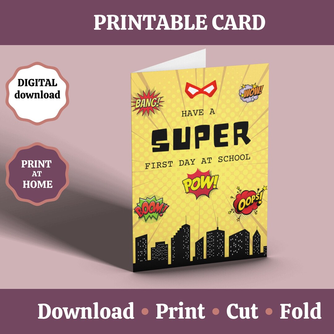 First Day of School Printable Card, Back to School Greeting Card, Good ...