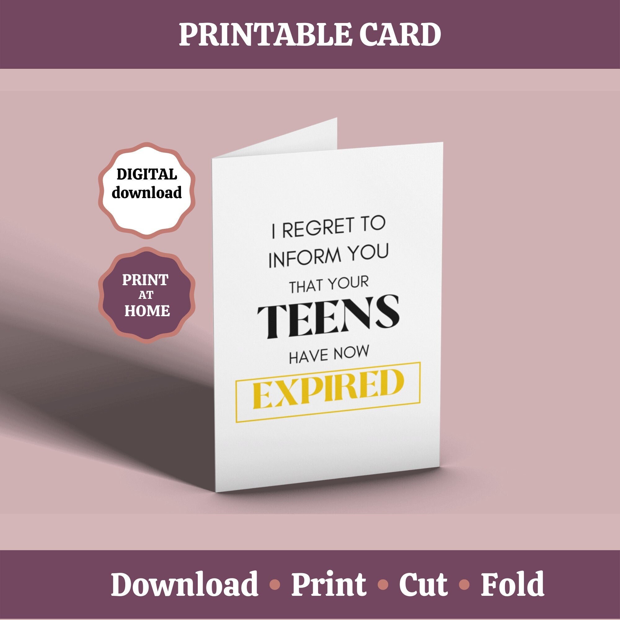 20th Birthday Card Printable, Card for 20, I Regret to Inform You That ...