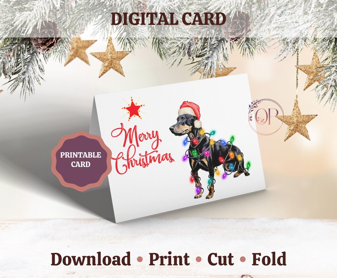 Printable Dog Christmas Card Holiday Card for Dog Walker - Etsy