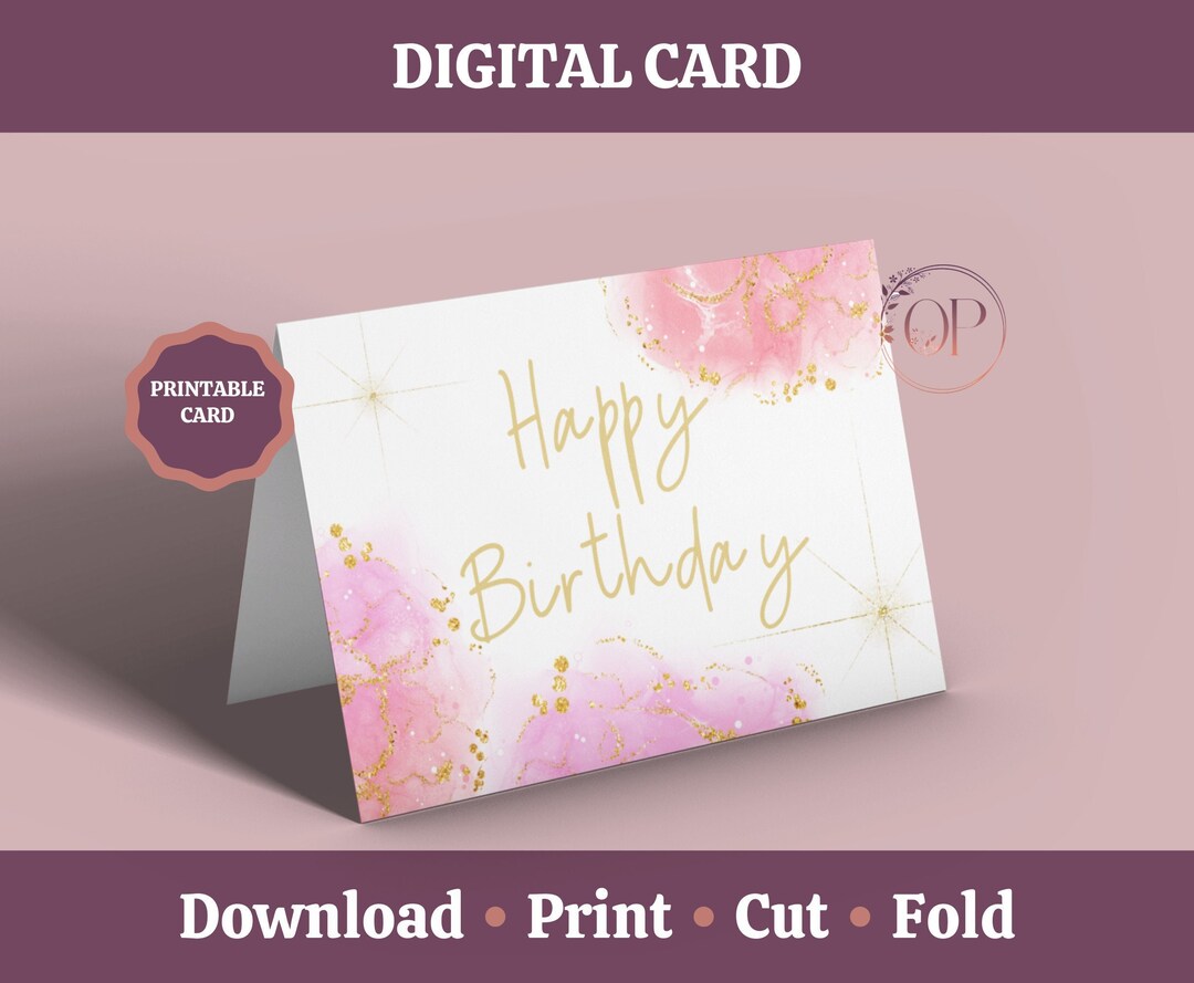 Happy Birthday Printable Card, Women's Card, Card for Her, Birthday ...
