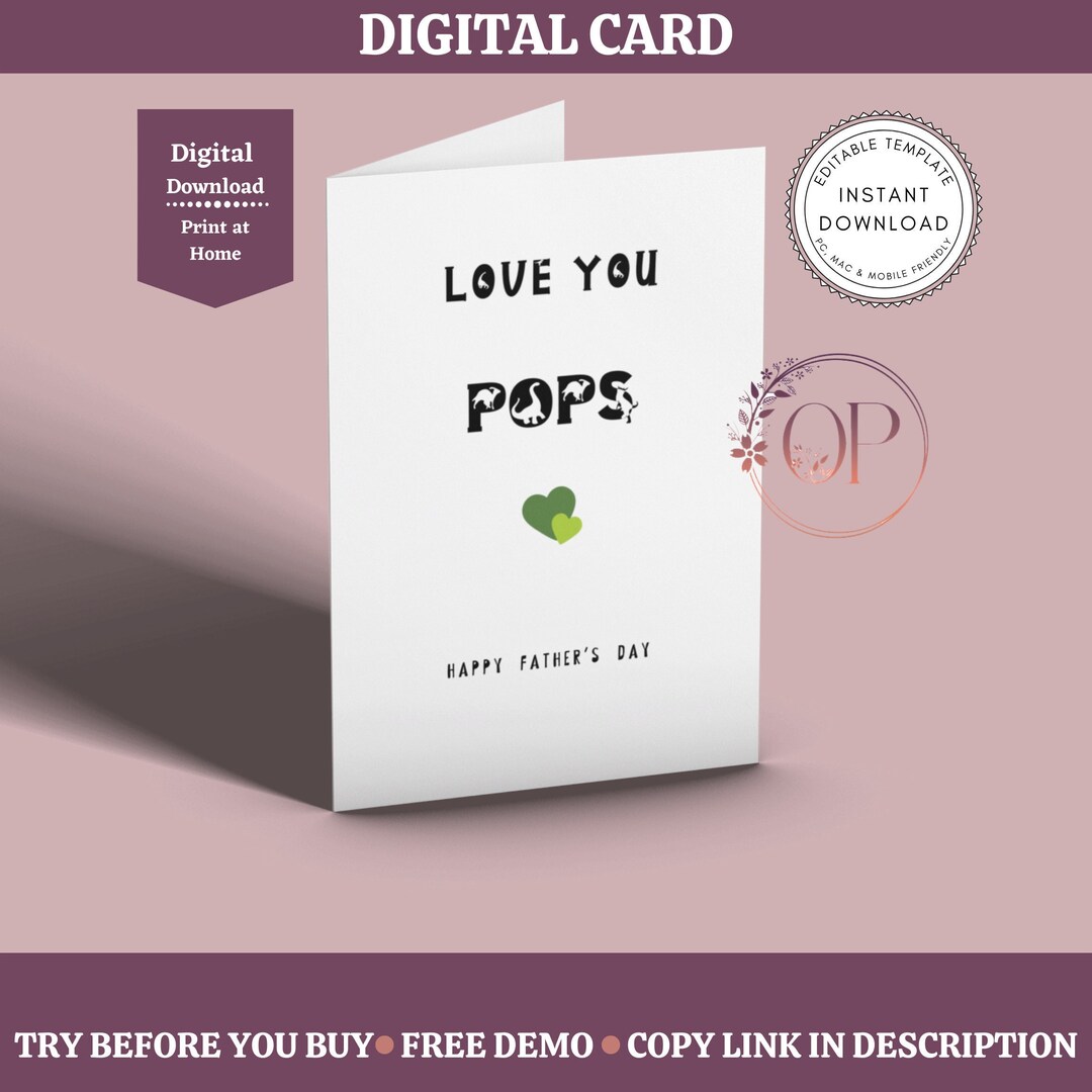 Pops Father's Day Card Printable, 1st Father's Day, First Fathers Day ...