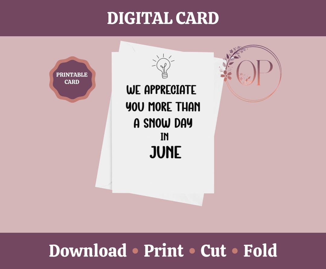 Printable Teacher Appreciation Card, Teacher Thank You Card, TA Card ...