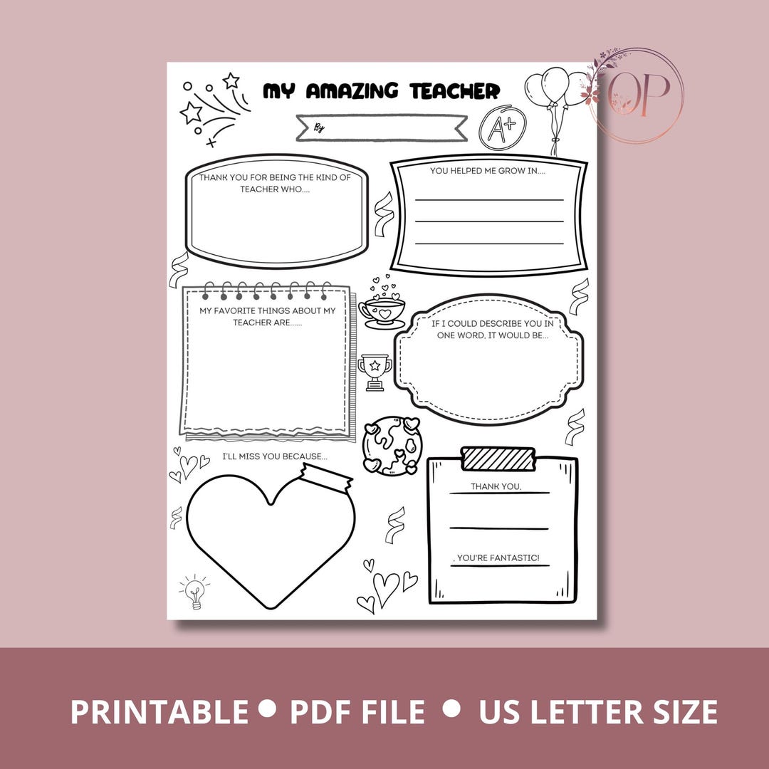 Teacher Appreciation Week Gift Printable, Teacher Thank You Gift, My ...
