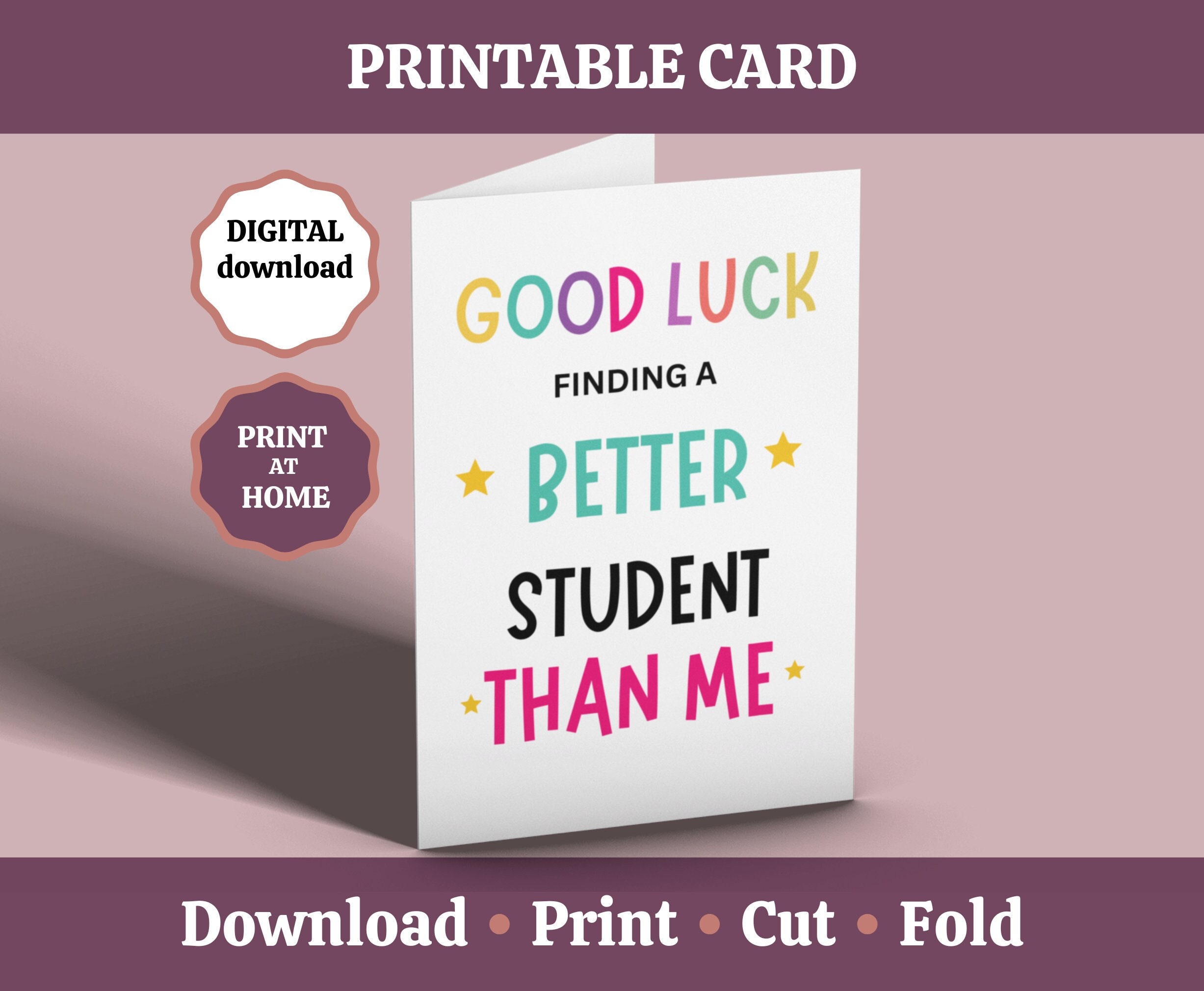 Sarcastic Teacher Thank You Card Printable, Good Luck Finding A Better ...