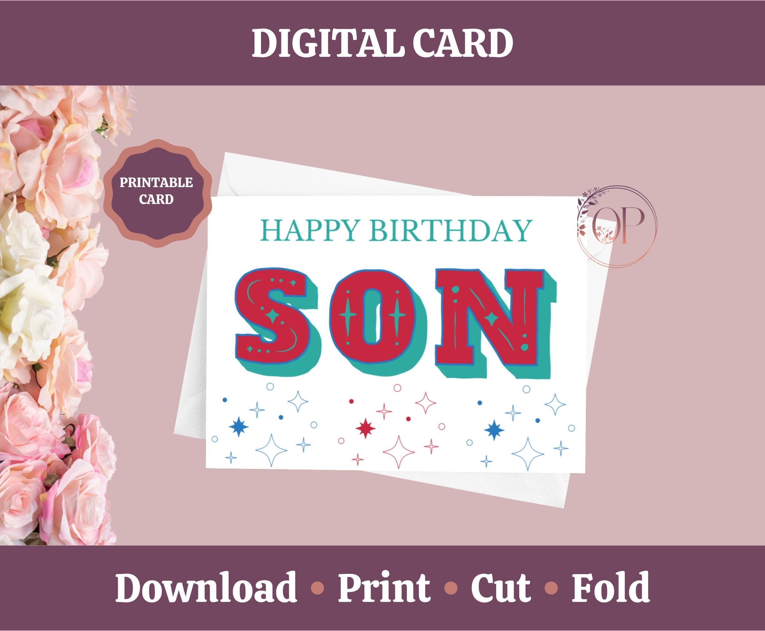 Son Birthday Card Printable, Son Card, Card for Son, Birthday Card for ...