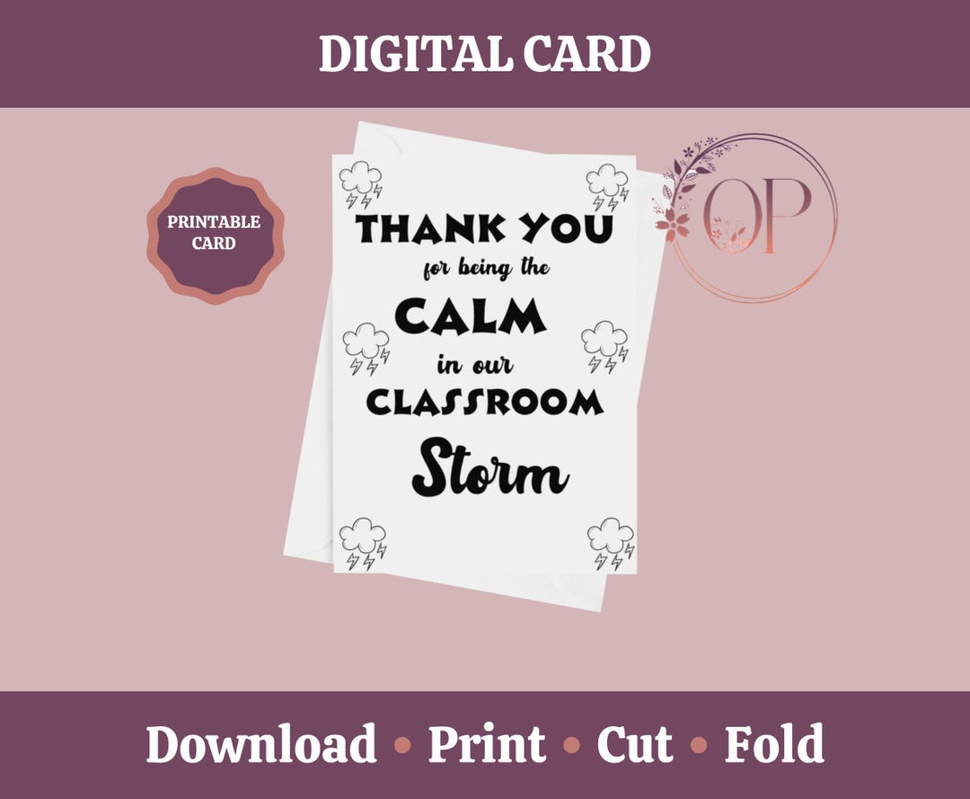 Teacher Appreciation Week Card Printable, Thank You Card for Teacher ...