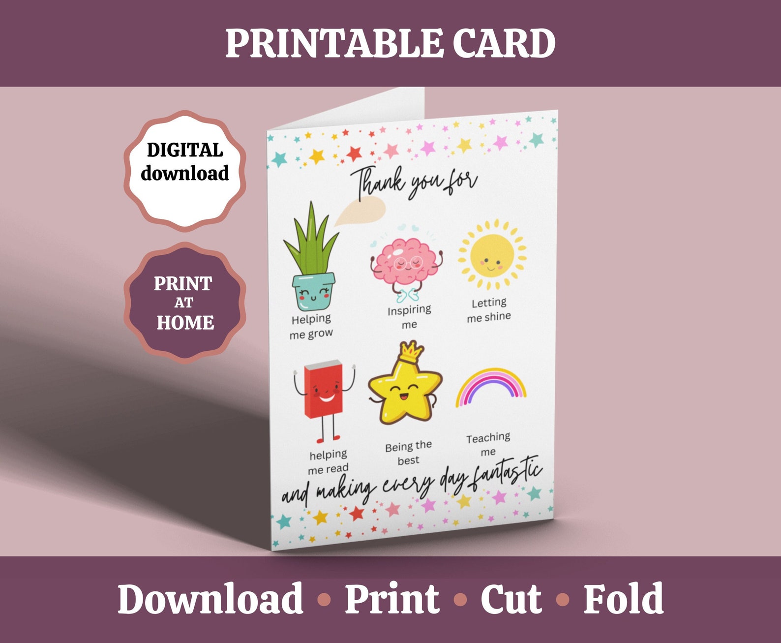 Teacher Appreciation Card Printable, Teacher Thank You Card, From ...