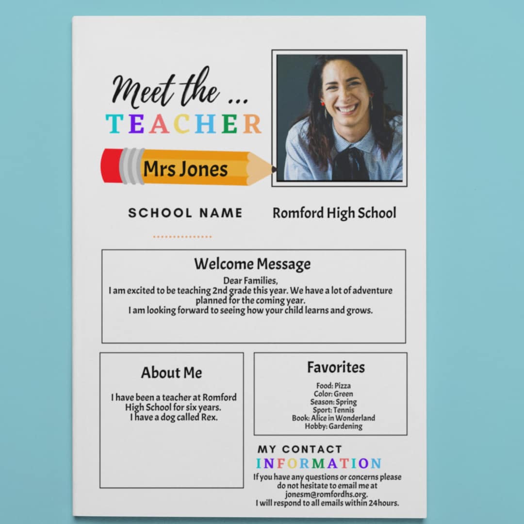 Back to School Editable Meet the Teacher Template Printable, Welcome ...