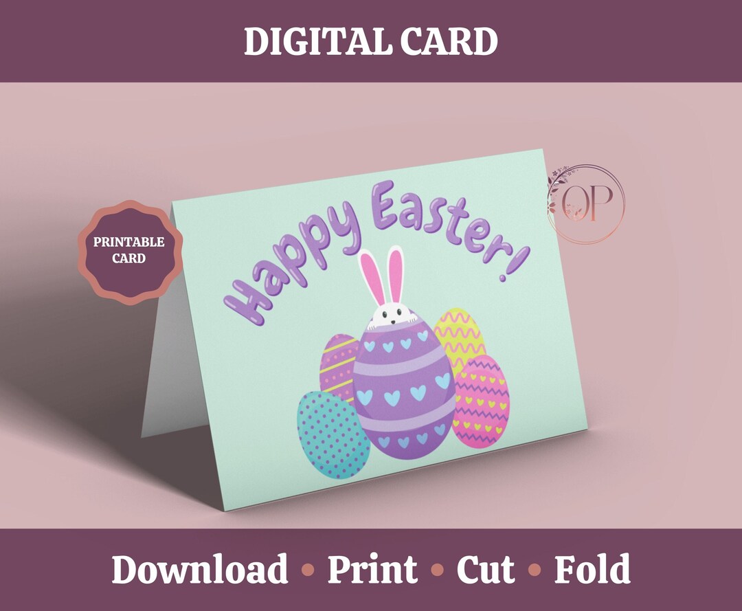Kids Easter Card Printable, Easter Card, Easter Bunny Card for Children ...