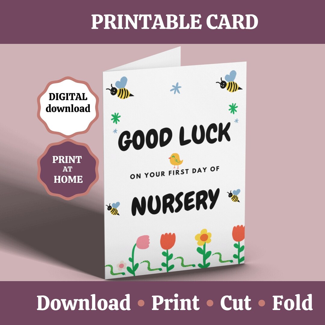 First Day of School Card Printable, Back to School, Nursery Good Luck ...