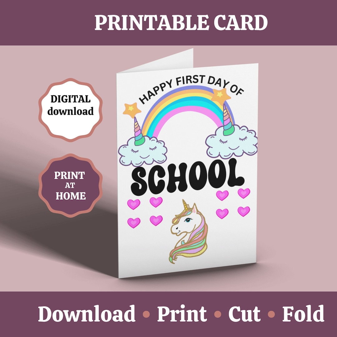 First Day of School Card Printable, Back to School, Good Luck on Your ...