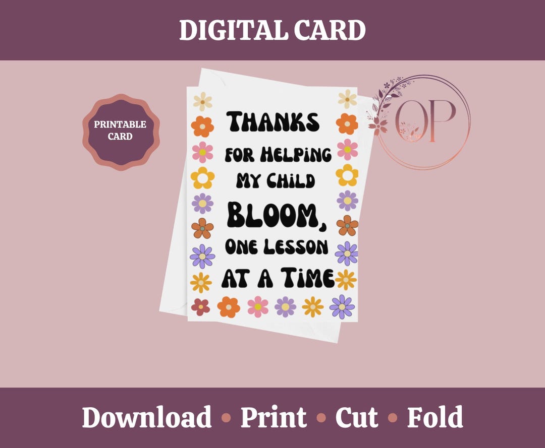 Teacher Appreciation Week Card Printable, Thank You Card for Teacher ...
