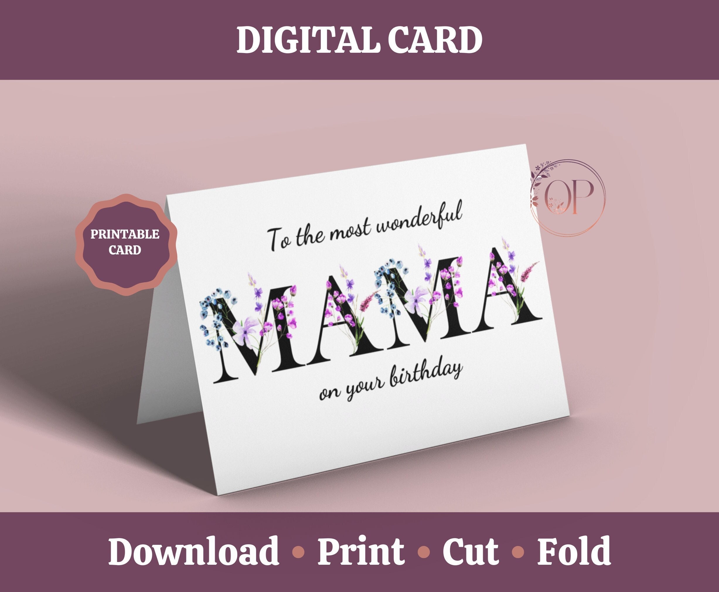 Mama Birthday Card, Printable Birthday Card Mama, Happy Birthday Mama ...